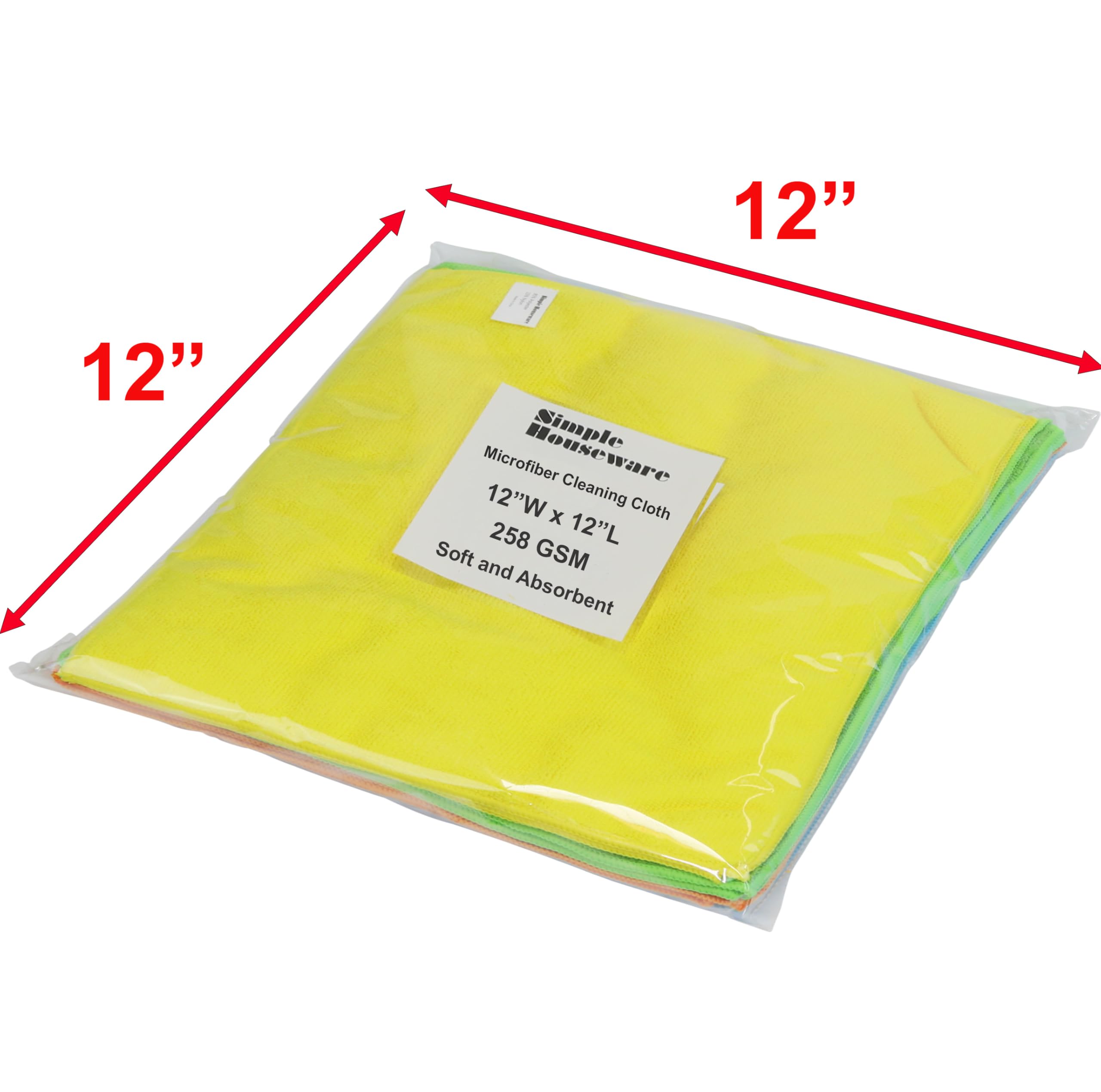 50 Pack - Simple Houseware Microfiber Cleaning Cloth (12" x 12")