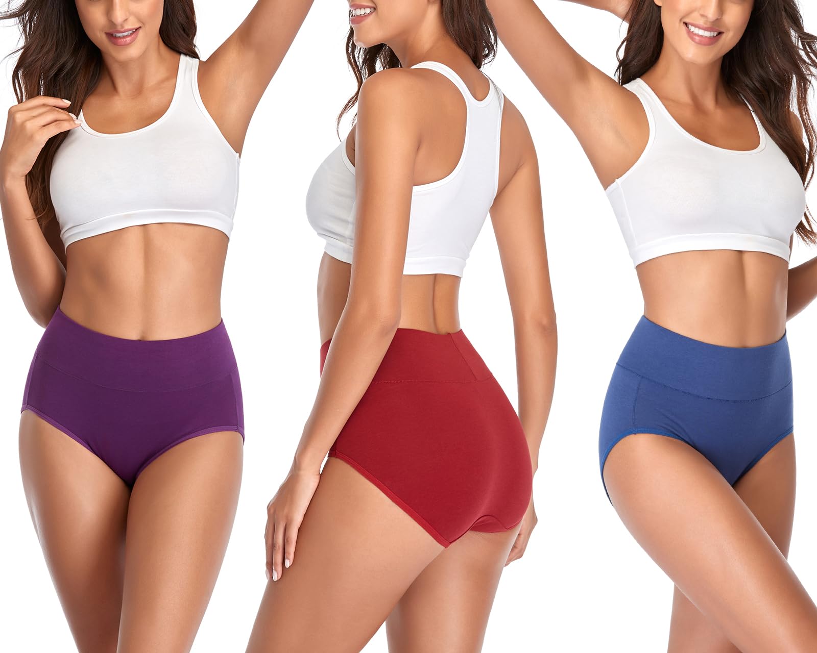 Annenmy Women's High Waist Cotton Underwear Soft Brief Panties Regular and Plus Size (X-Large, Dark Colors, 5-Pack)