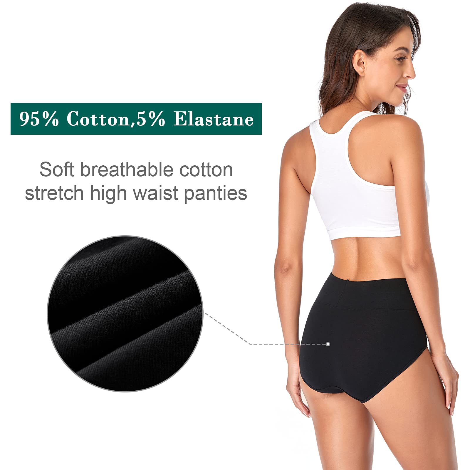 Annenmy Women's High Waist Cotton Underwear Soft Brief Panties Regular and Plus Size (X-Large, Dark Colors, 5-Pack)