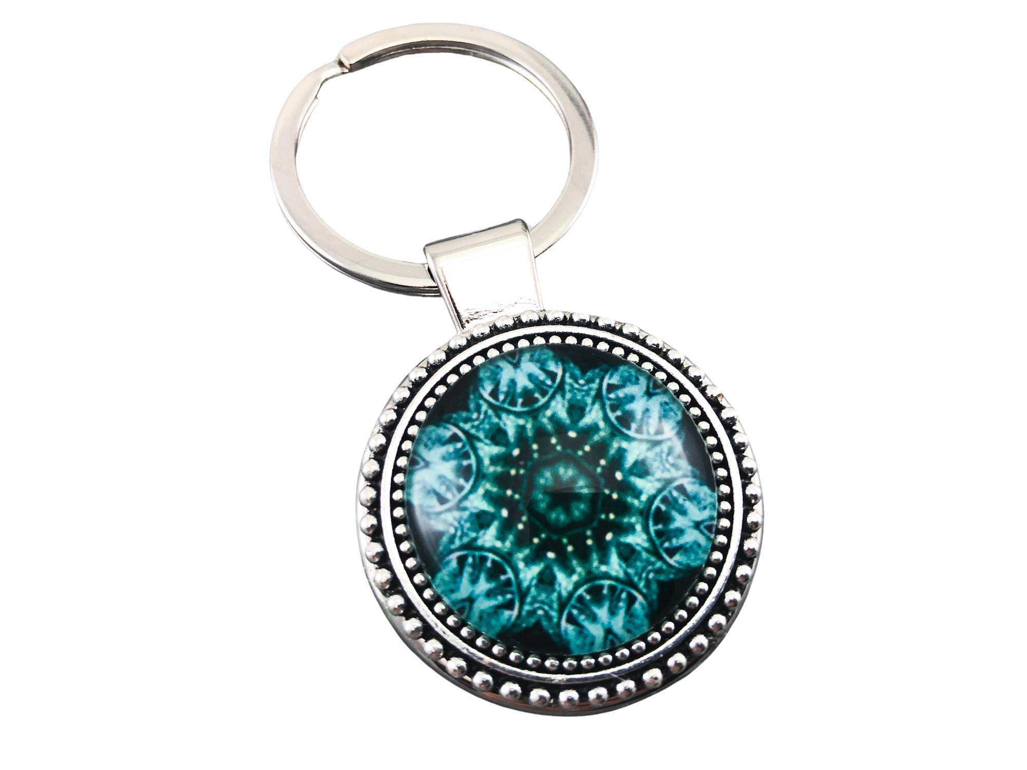 Teal Medallion Keychain for Women Handbag Charm