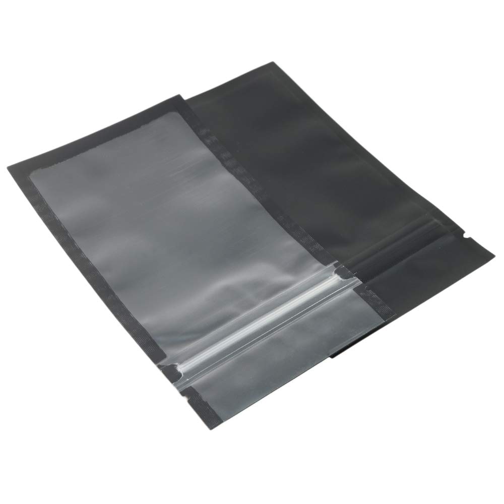 QQ Studio Pack of 100 Translucent Front Matte Black Poly Plastic Zip Top Bags (0.7oz (3" x 5"), Flat Pouch)