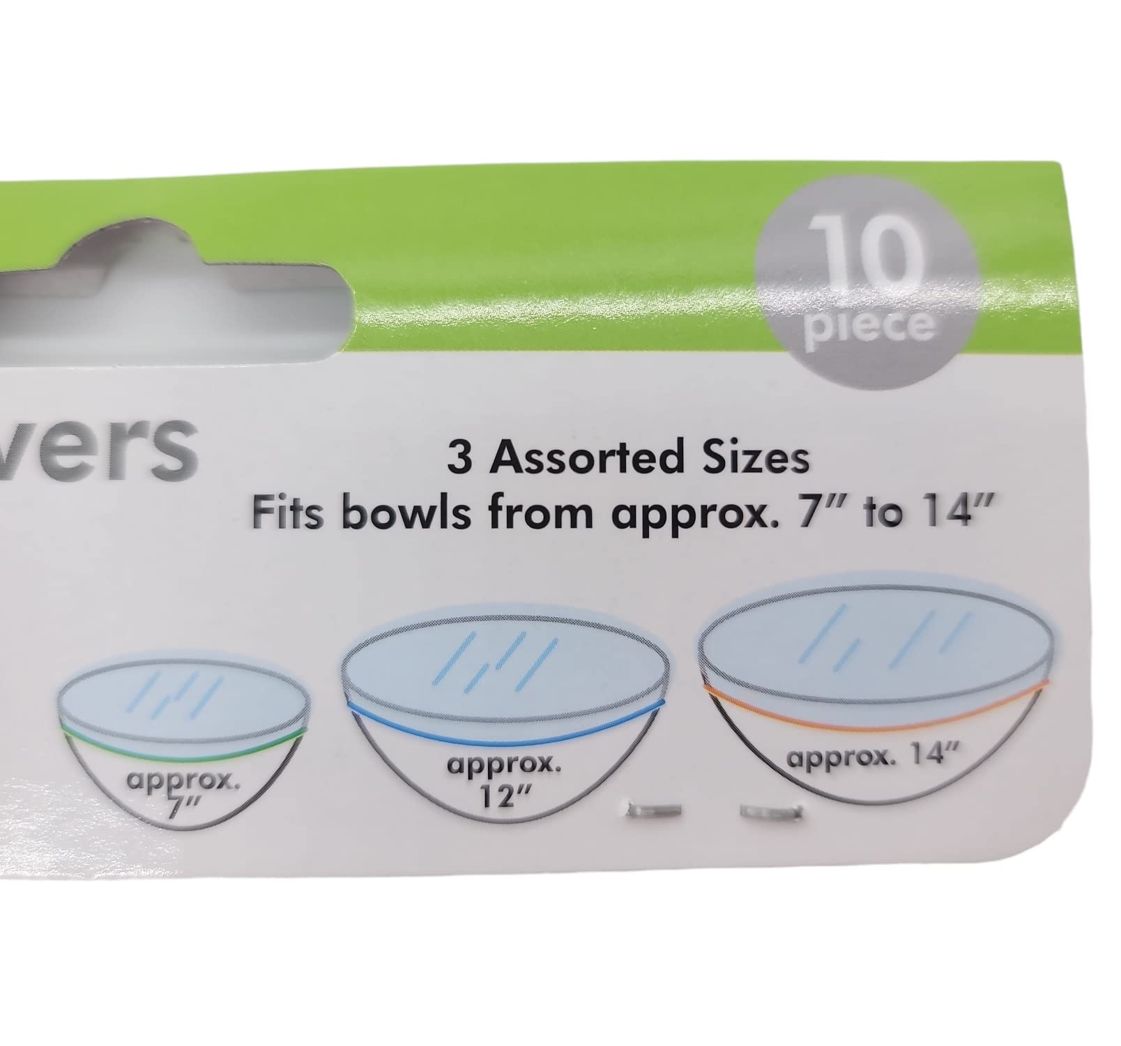 Handy Housewares 10-Piece Reusable Fitted Elastic Food Bowl Cover Set - Includes 3 Sizes Fitting From 7" to 14" Bowls (1 Set)