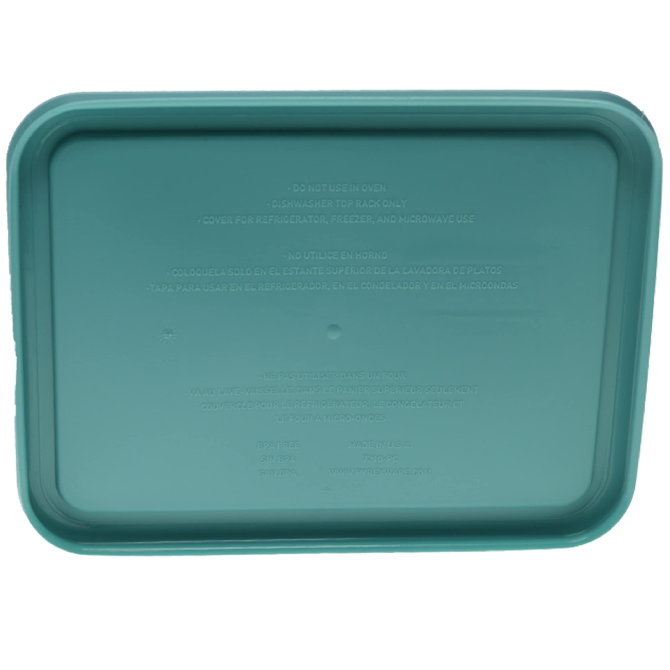 Pyrex (1) 7210 3-cup Glass Container & (1) 7210-PC 3-Cup Jade Dust Green Lid Made in the USA