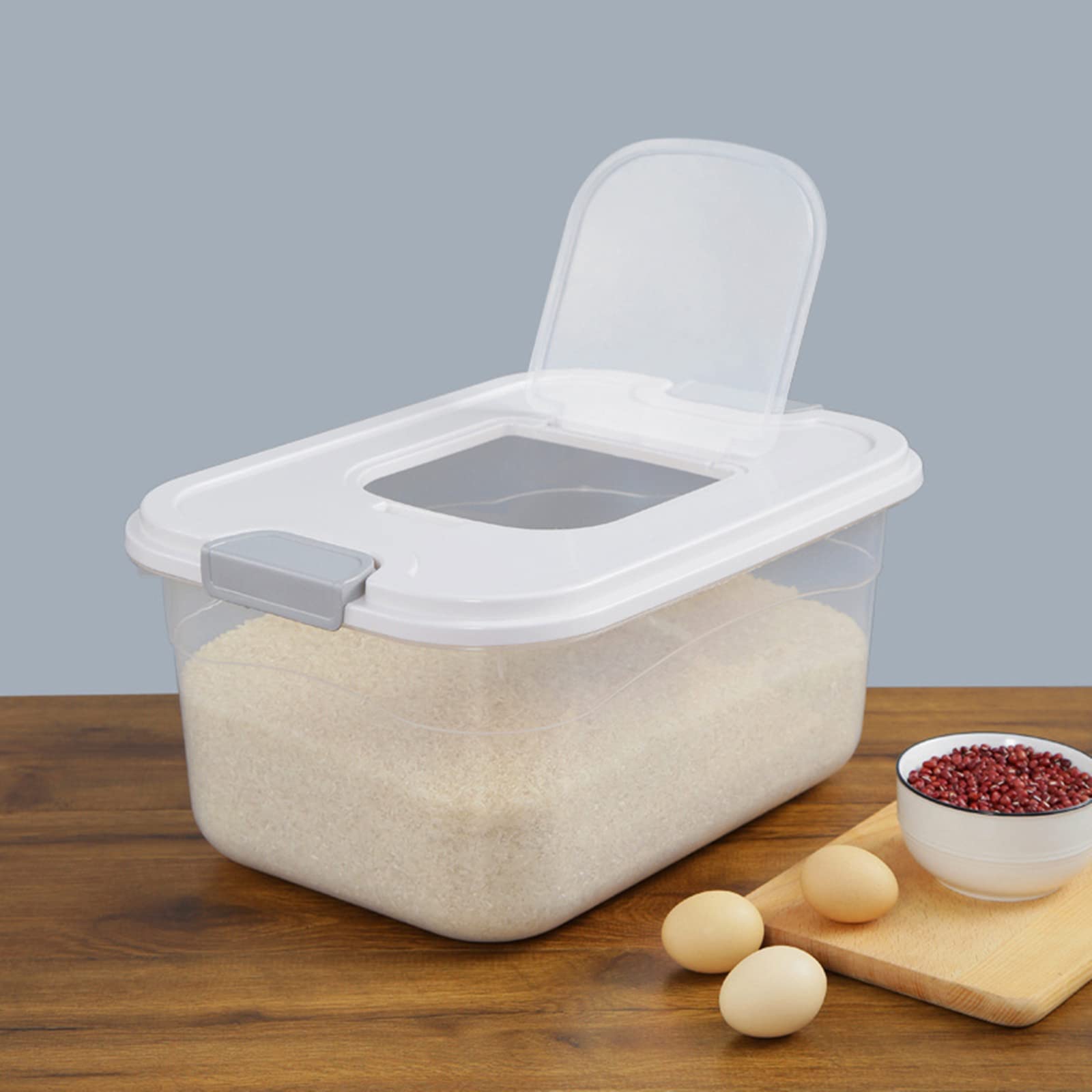 Zuiaso Large Rice Container Set, (Set of 3) Rice Storage Containers, Shelf Storage Ingredient Bin with Lid and Measuring Cup for Kitchen