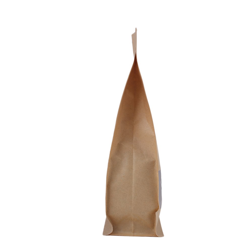 100PCS Brown Kraft Stand-Up Side Gusset Zip Top Lock Bags w/Window 12x22+6cm (4.7x8.6+2.3")