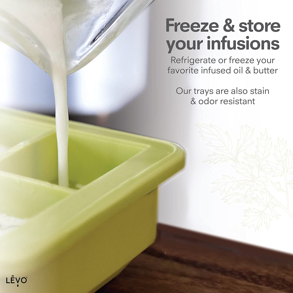 LĒVO Herb Block Tray - Silicone Freezer Tray with Lid - Herb Saver for Homemade Infusions - Silicone Freezer Mold for LĒVO Infusions - Food Grade Silicone, BPA Free - Grey