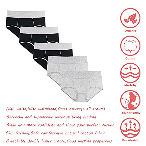 Honzadar Womens High Waist Underwear,Tummy Control briefs,Postpartum Panties,Full Coverage(Regular & Plus Size)