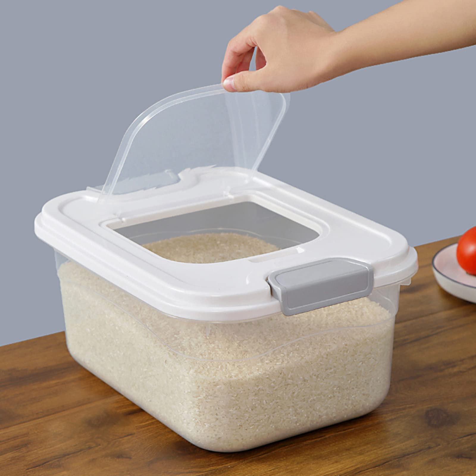 Zuiaso Large Rice Container Set, (Set of 3) Rice Storage Containers, Shelf Storage Ingredient Bin with Lid and Measuring Cup for Kitchen