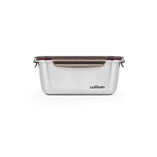 CUITISAN FLORA RECTANGLE AIRTIGHT CONTAINER NO.8 60.8oz, STAINLESS STEEL FOOD CONTAINER, WATERPROOF, MICROWAVE and DISHWASHER AVAILABLE