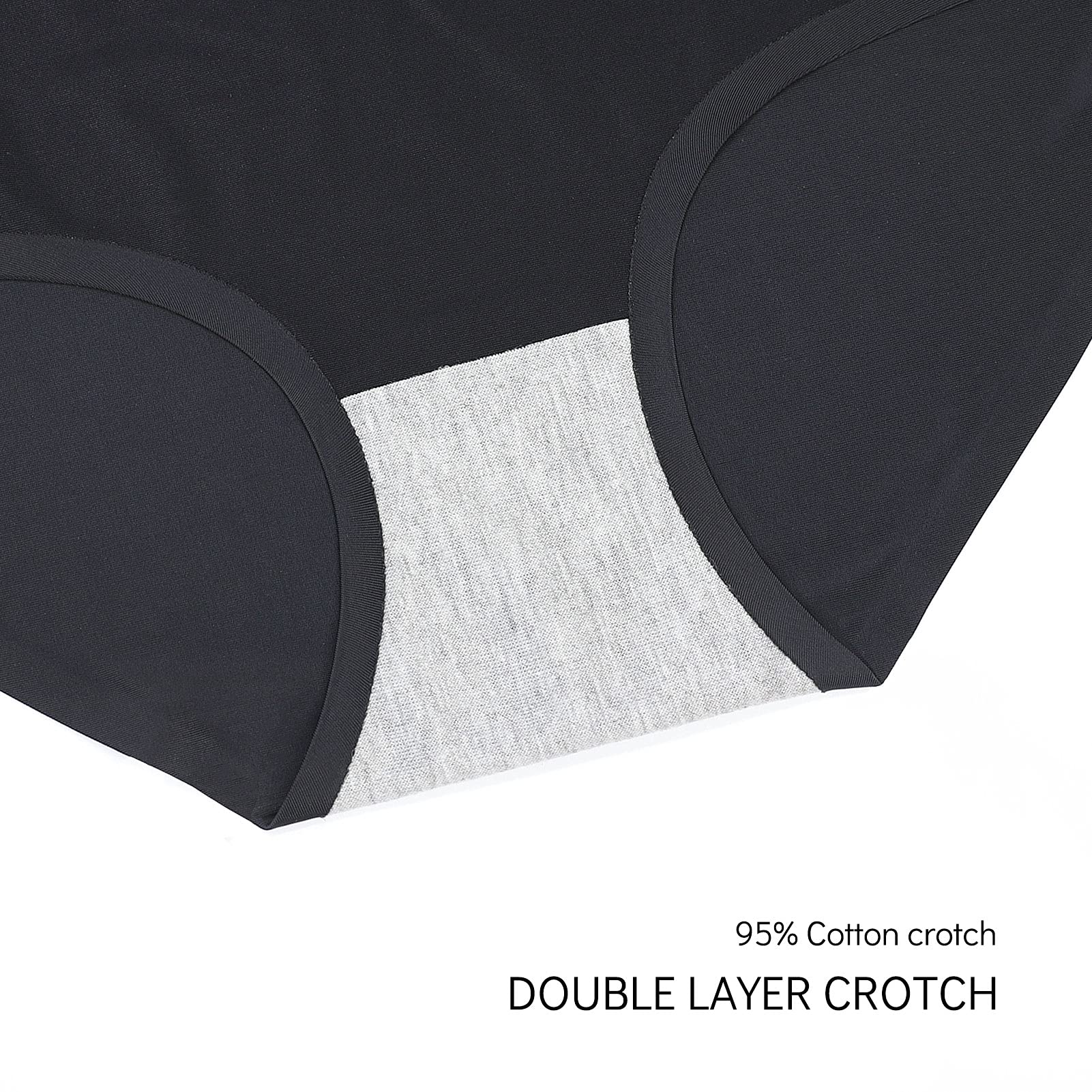 FallSweet No Show High Waist Briefs Underwear for Women Seamless Panties,Pack of 4 (Black4, L)