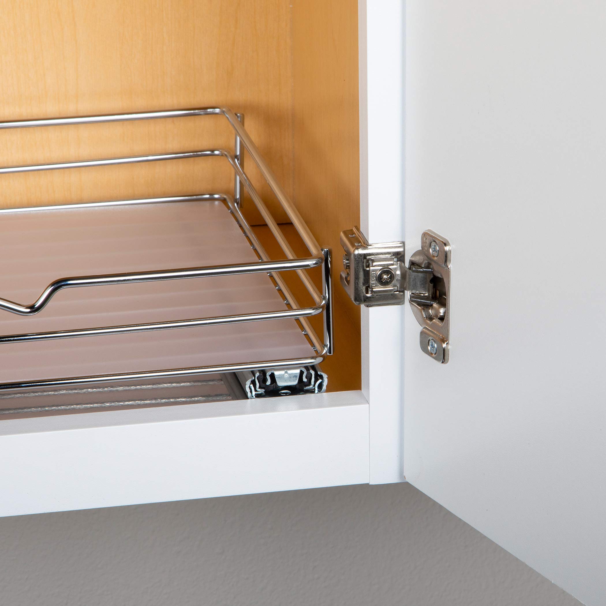Pull Out Cabinet Organizer for Spices, Cans - Heavy Duty with Lifetime Limited Warranty- Pull Out Spice Rack- Cabinet Pull Out Shelf for Cans,Dishes, Etc, 14-3/8"Wx 10-1/2"D x 2-3/4β H, Chrome