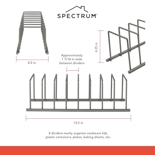 Spectrum Dish Drying Rack for Kitchen Counter, Euro Kitchen Organizer (Industrial Gray) - Space-Saving Dish Rack Holder - Dish Drainer for Pots & Pans, Plates, Cutting Boards, Serving Trays & Lids