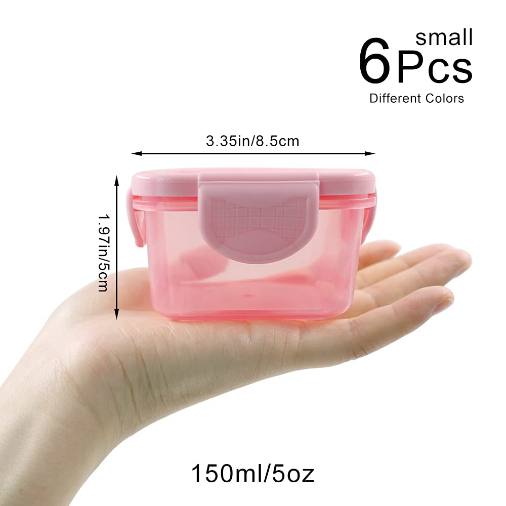LELE LIFE 6Pcs Small Food Storage Containers, Leakproof Lids, Condiment Sauce Containers, Small Freezer Storage Containers Airtight Containers, Dishwasher Freezer and Microwave Safe, 5oz