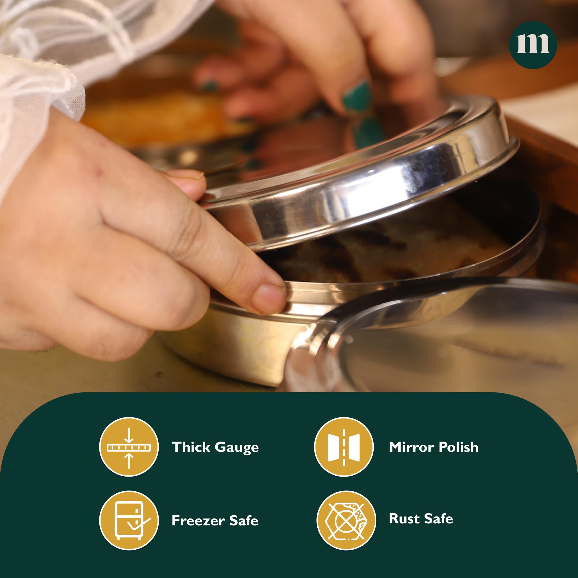 MARU Stainless Steel Airtight Food Storage Containers - Kitchen Set with Lids, Ideal for Flour Storage, Perfect Kitchen Canisters for Food Storage Set of 3Pcs (300ML, 475ML, 600ML)