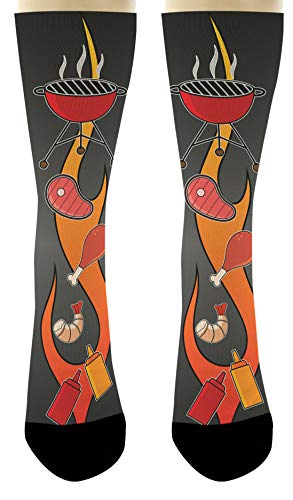ThisWear Manly Birthday Gifts for Dad Grill Master Accessories BBQ Lover Gifts 1-Pair Novelty Crew Socks