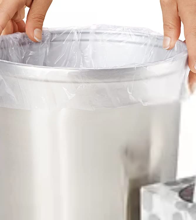 4 Gallon Trash Bags - 100 Small Mini Garbage Bags | 17" x 18" Clear Waste Basket Trash Bags | Bulk Plastic Bathroom Trash Can Liners