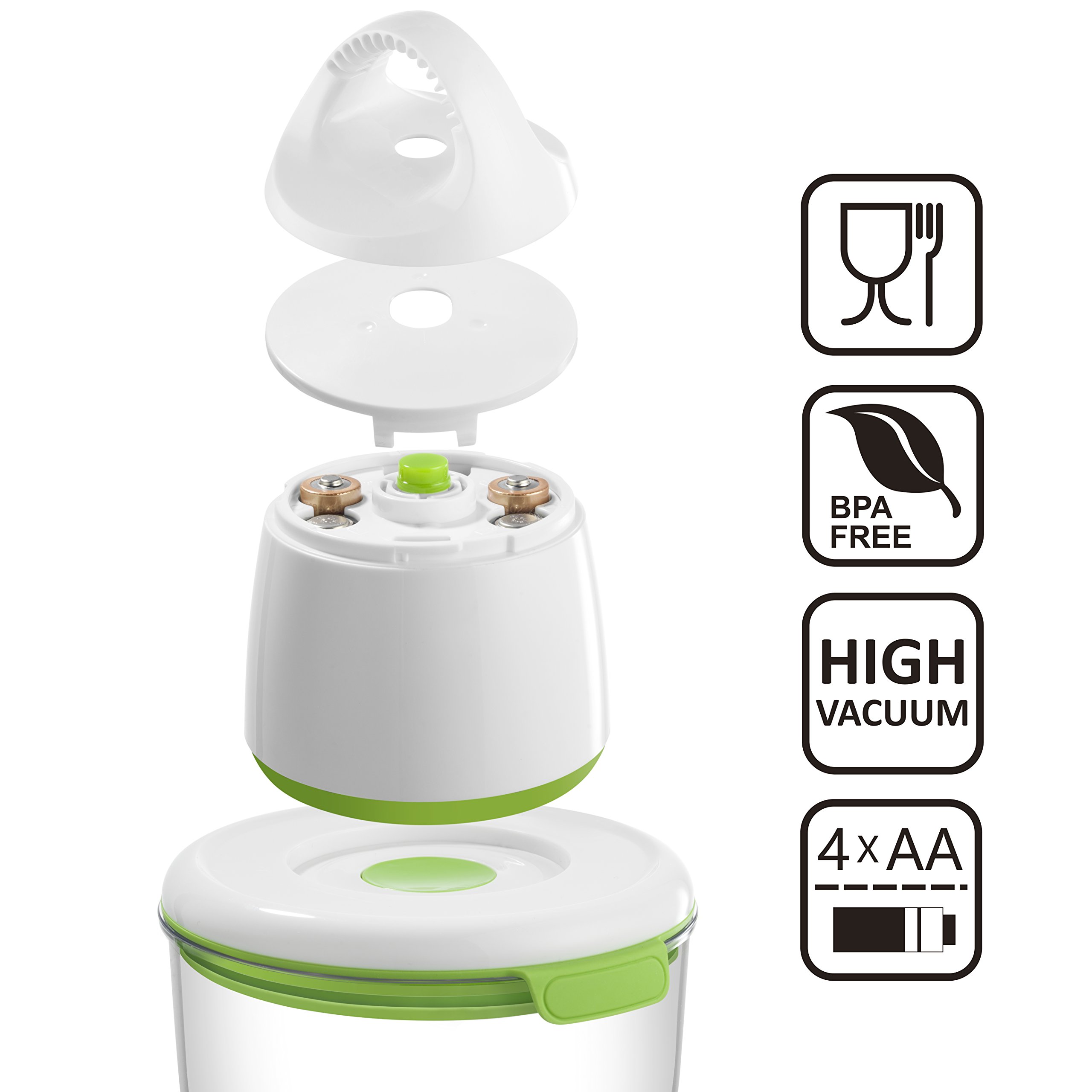 FOSA Vacuum Food Storage System Reusable Container Starter Set with Vacuum and 2 Reusable containers