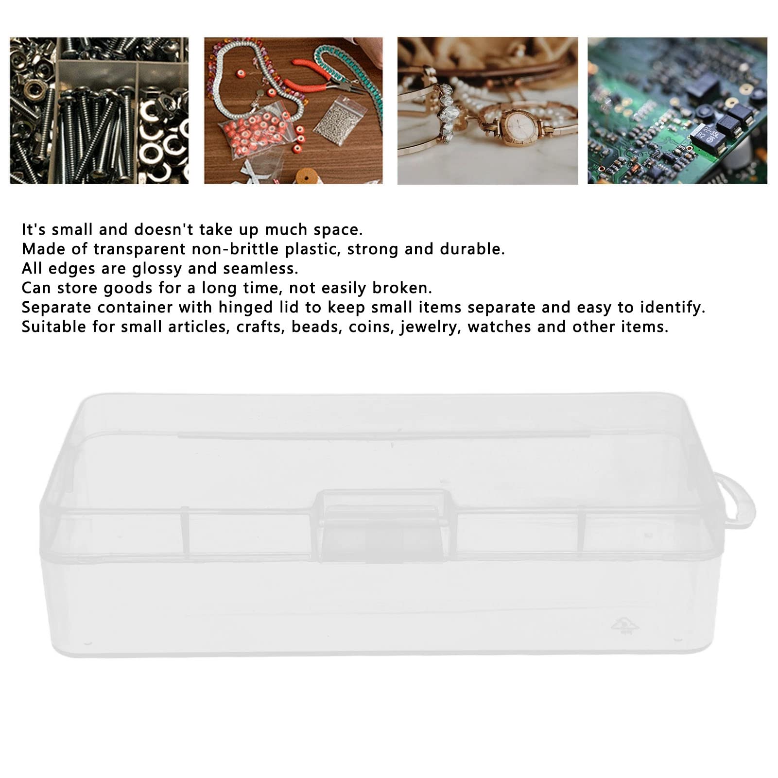 4 Packs Small Plastic Boxes,Clear Plastic Storage Container Bins with Latching Lids,Stackable Craft Box Containers for Craft Supplies and Little Bits,Organizing Container for Home, Office