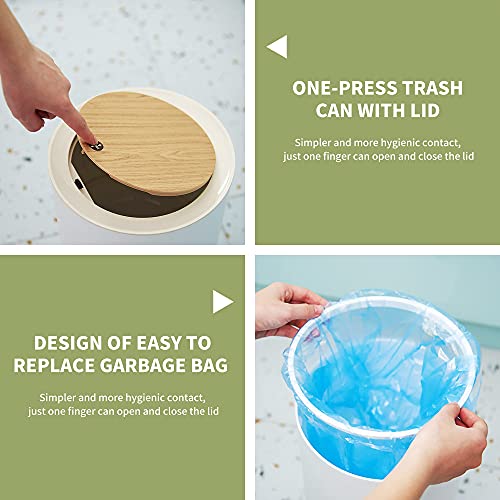 Trash can,7Liter/1.8 Gallon Garbage can with Press top Lid,Nordic Modern Waste Basket,Plastic Trash bin Suitable for Kitchen, Bathroom, Bedroom, Living Room, Office, Outdoor,Dog Proof Trash can