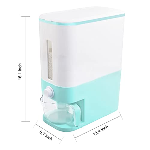 SUT 22.5 Lbs Rice Dispenser, Moisture Proof Storage Container, Large Cereal Dry Food Storage Box with Lid, Measuring Cylinder Cereal Dispenser, Household Sealed Grain Container for Kitchen