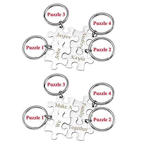Personalized Master Custom Puzzle Matching Piece Pendant Keychain Set of 4 Friendship Gift