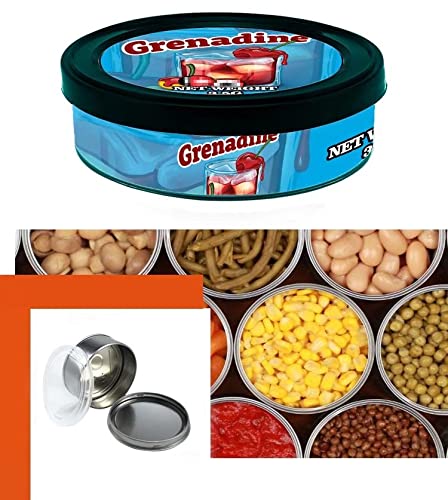 Self-Seal Cali Tin Can with Ring Lid and Labels, Side Stickers, Pressitin Stickers, Tin Tuna Can - No Tools Needed - 100ml/3.5g