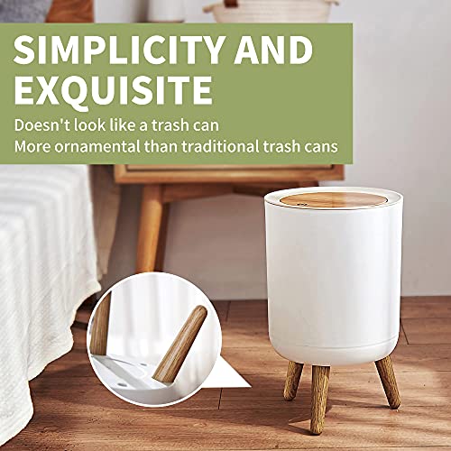 Trash can,7Liter/1.8 Gallon Garbage can with Press top Lid,Nordic Modern Waste Basket,Plastic Trash bin Suitable for Kitchen, Bathroom, Bedroom, Living Room, Office, Outdoor,Dog Proof Trash can
