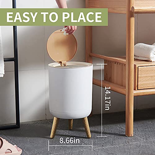Trash can,7Liter/1.8 Gallon Garbage can with Press top Lid,Nordic Modern Waste Basket,Plastic Trash bin Suitable for Kitchen, Bathroom, Bedroom, Living Room, Office, Outdoor,Dog Proof Trash can