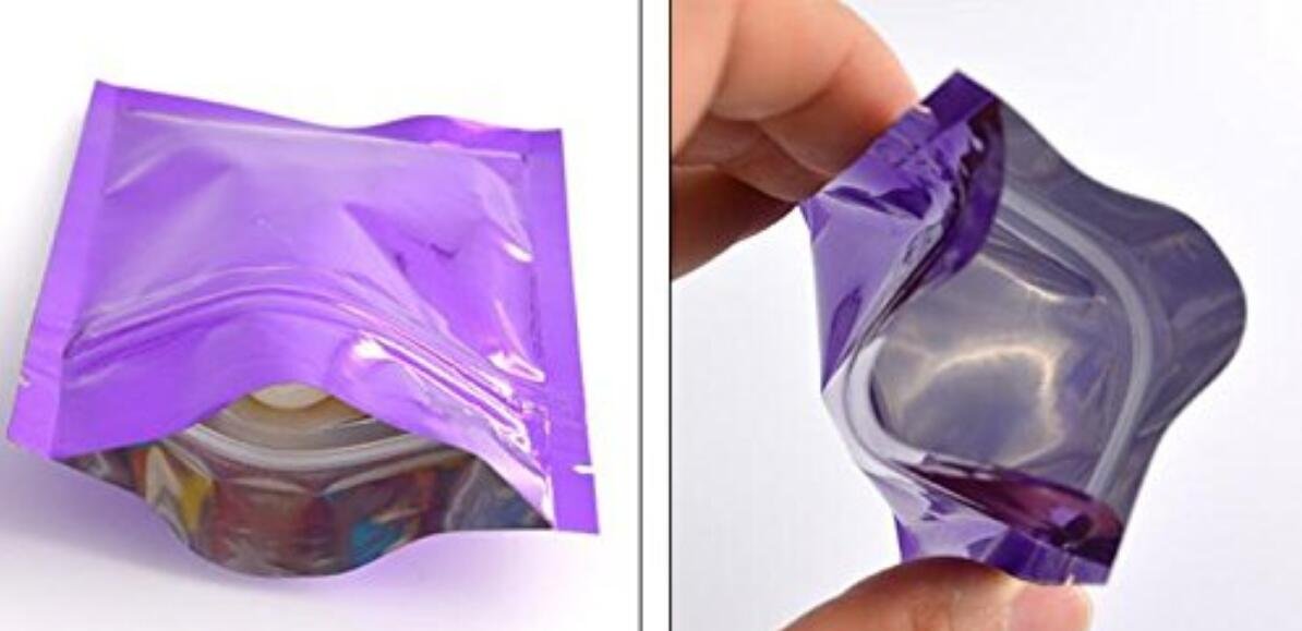 100PCS Metallic Foil Open Top Sealable Bags Double-Sided Color Mylar Foil Flat Heat Sealable Sample Zipper Bag Durable Food Storage Bag With Tear Notches Pouches Bag For Candy Tea Sugar(3.4"x5")