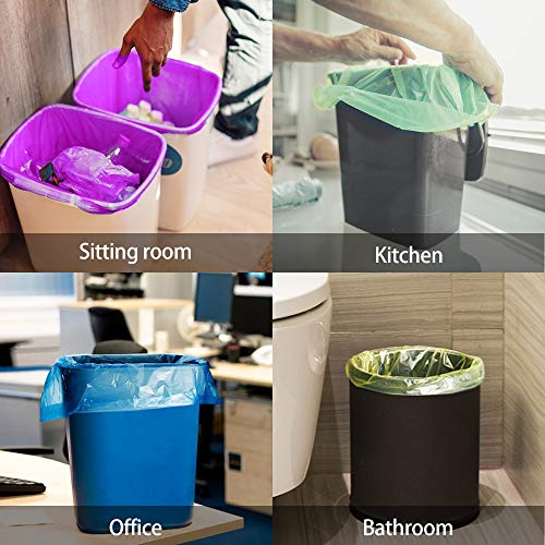 8 Gallon 330 Counts Strong Trash Bags Garbage Bags by Teivio, Bathroom Trash Can Bin Liners, Plastic Bags for home office kitchen,Multicolor