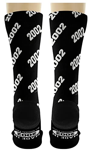 ThisWear 21st Birthday Socks For Men Made In 2002 1-Pair Novelty Socks Charcoal