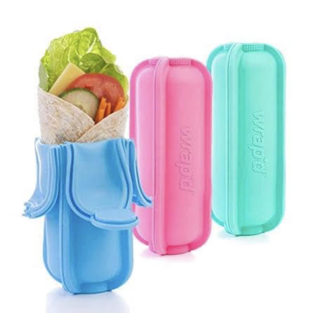 Pink Wrap'd Reusable Silicone Lunch Burrito Flatbread Wrap Holder Container Alternative to Beeswax Wraps Cling Wrap
