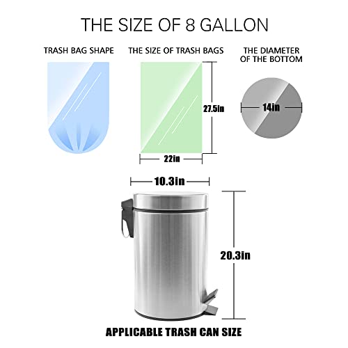 8 Gallon 330 Counts Strong Trash Bags Garbage Bags by Teivio, Bathroom Trash Can Bin Liners, Plastic Bags for home office kitchen,Multicolor