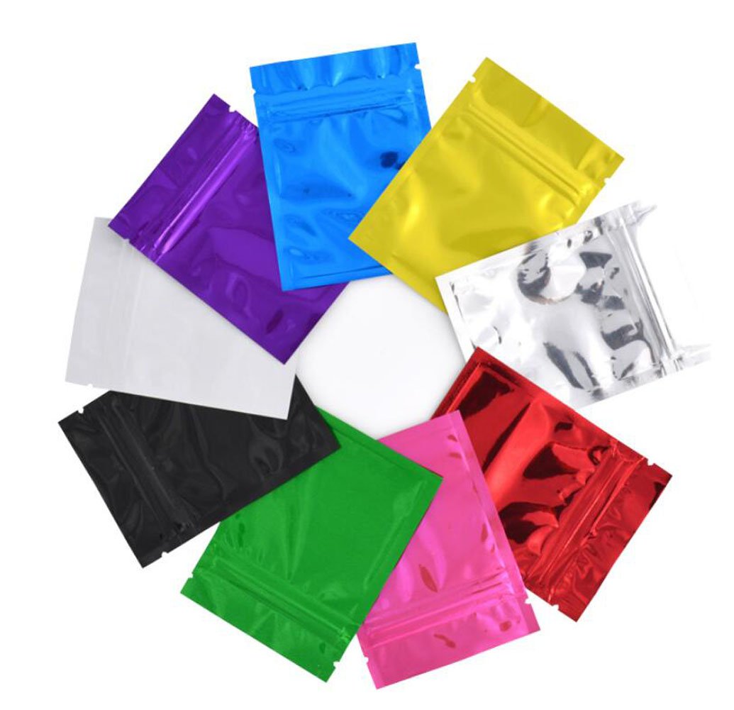 100PCS Metallic Foil Open Top Sealable Bags Double-Sided Color Mylar Foil Flat Heat Sealable Sample Zipper Bag Durable Food Storage Bag With Tear Notches Pouches Bag For Candy Tea Sugar(3.4"x5")