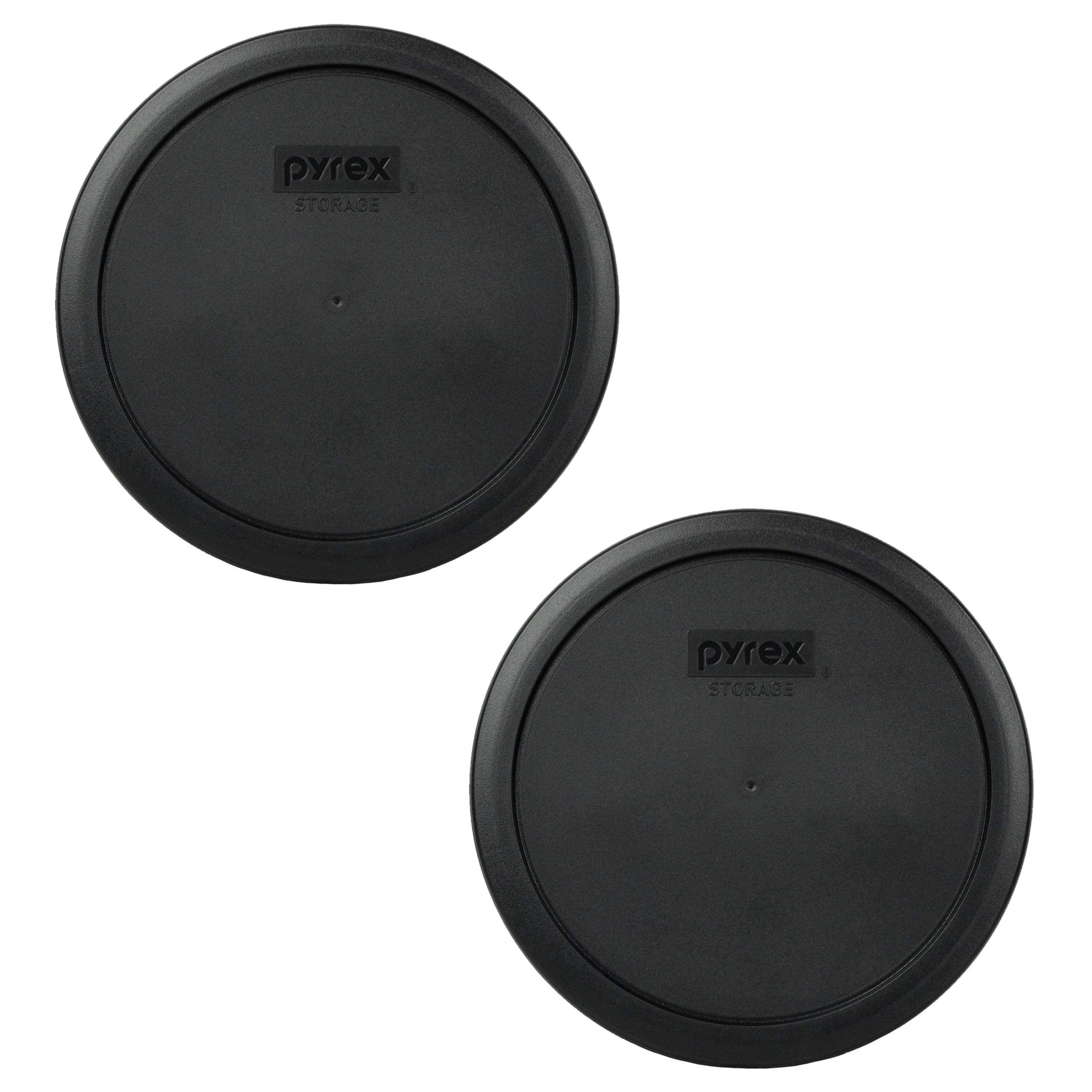 Pyrex 7402-PC 6/7 Cup Black Round Plastic Food Storage Lid, Made in USA - 2 Pack