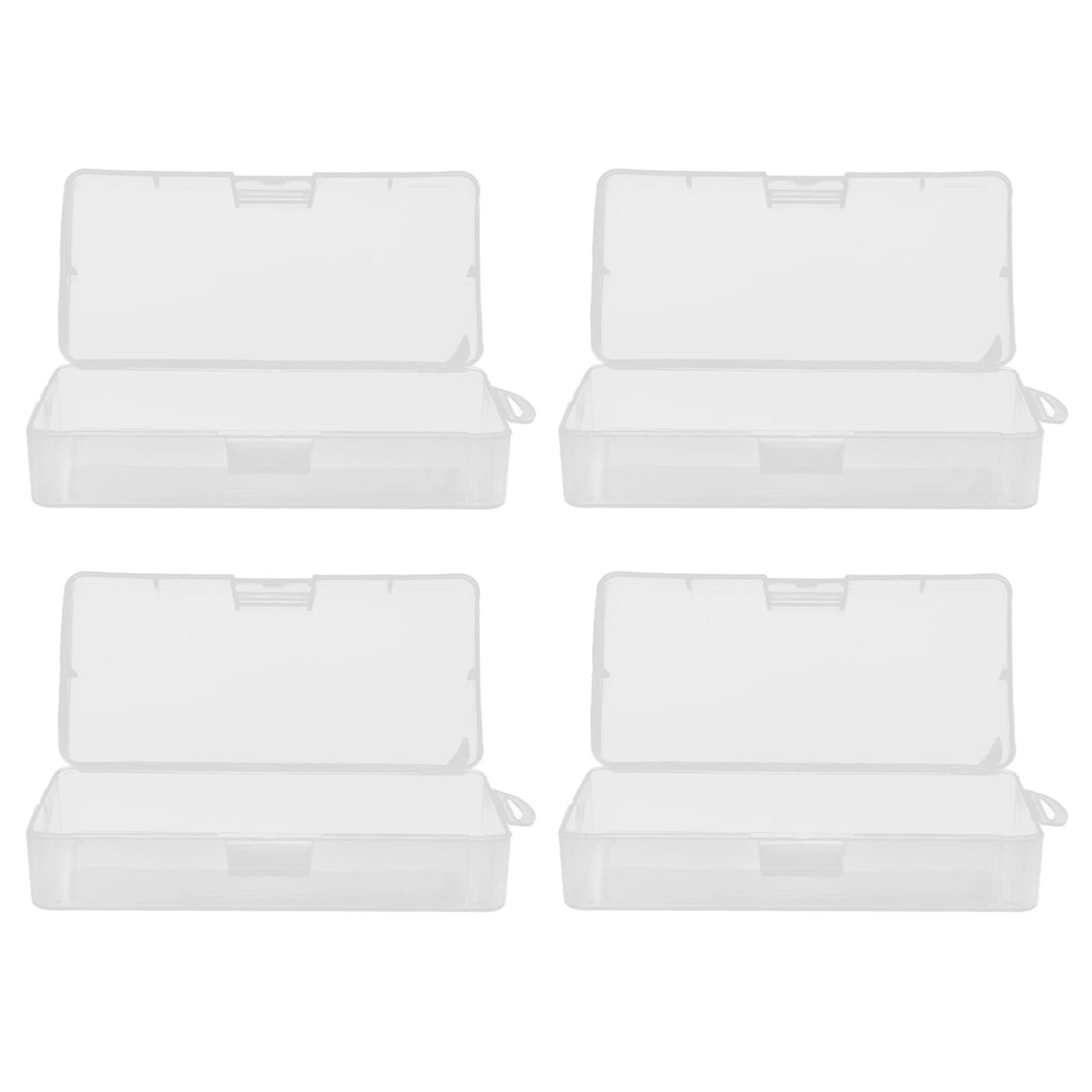4 Packs Small Plastic Boxes,Clear Plastic Storage Container Bins with Latching Lids,Stackable Craft Box Containers for Craft Supplies and Little Bits,Organizing Container for Home, Office