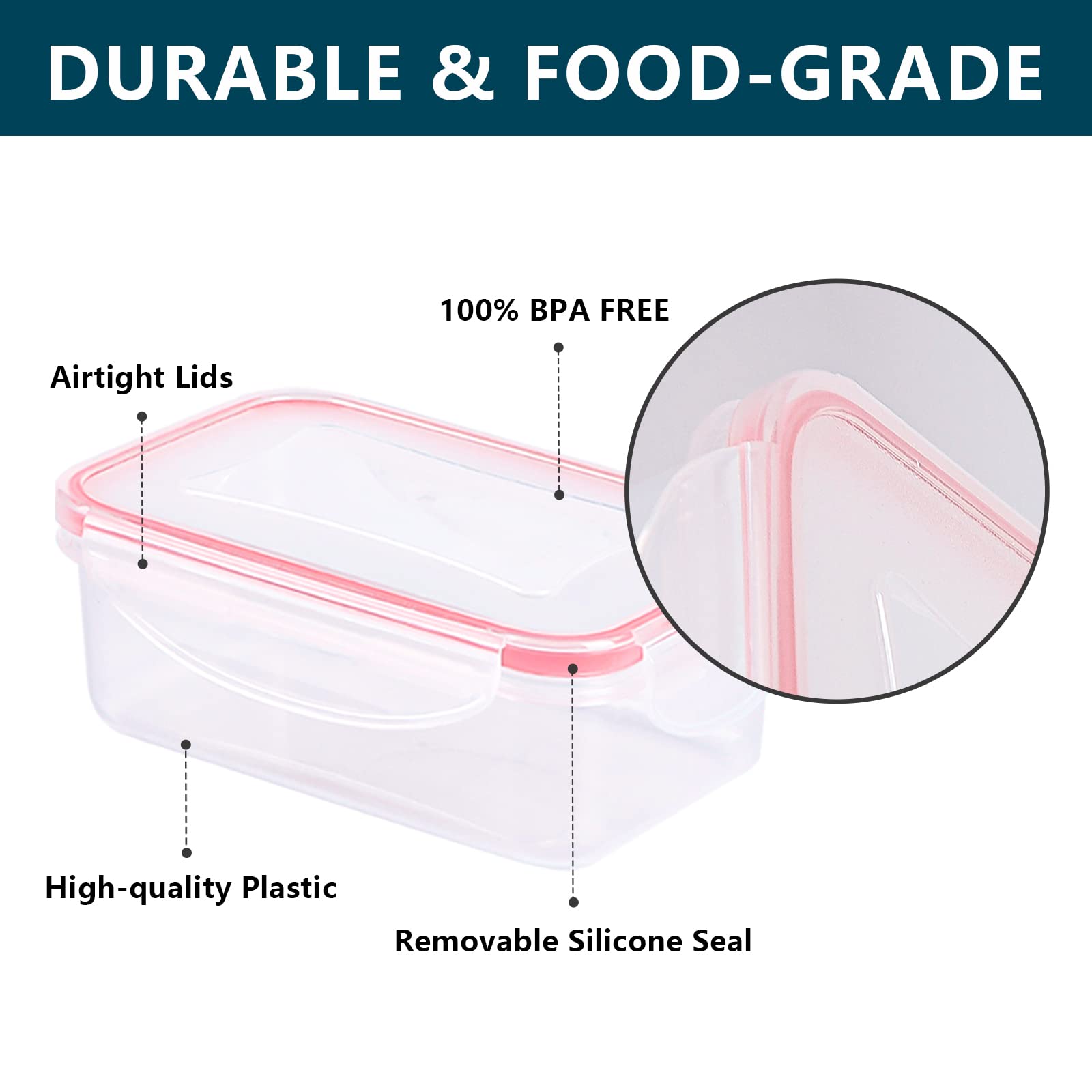 DIDO 28 PCS Food Storage Containers With Airtight Lids, Hinged BPA Free Kitchen Plastic Containers, Freezer & Microwave & Dishwasher Safe - Pantry & Kitchen Organization