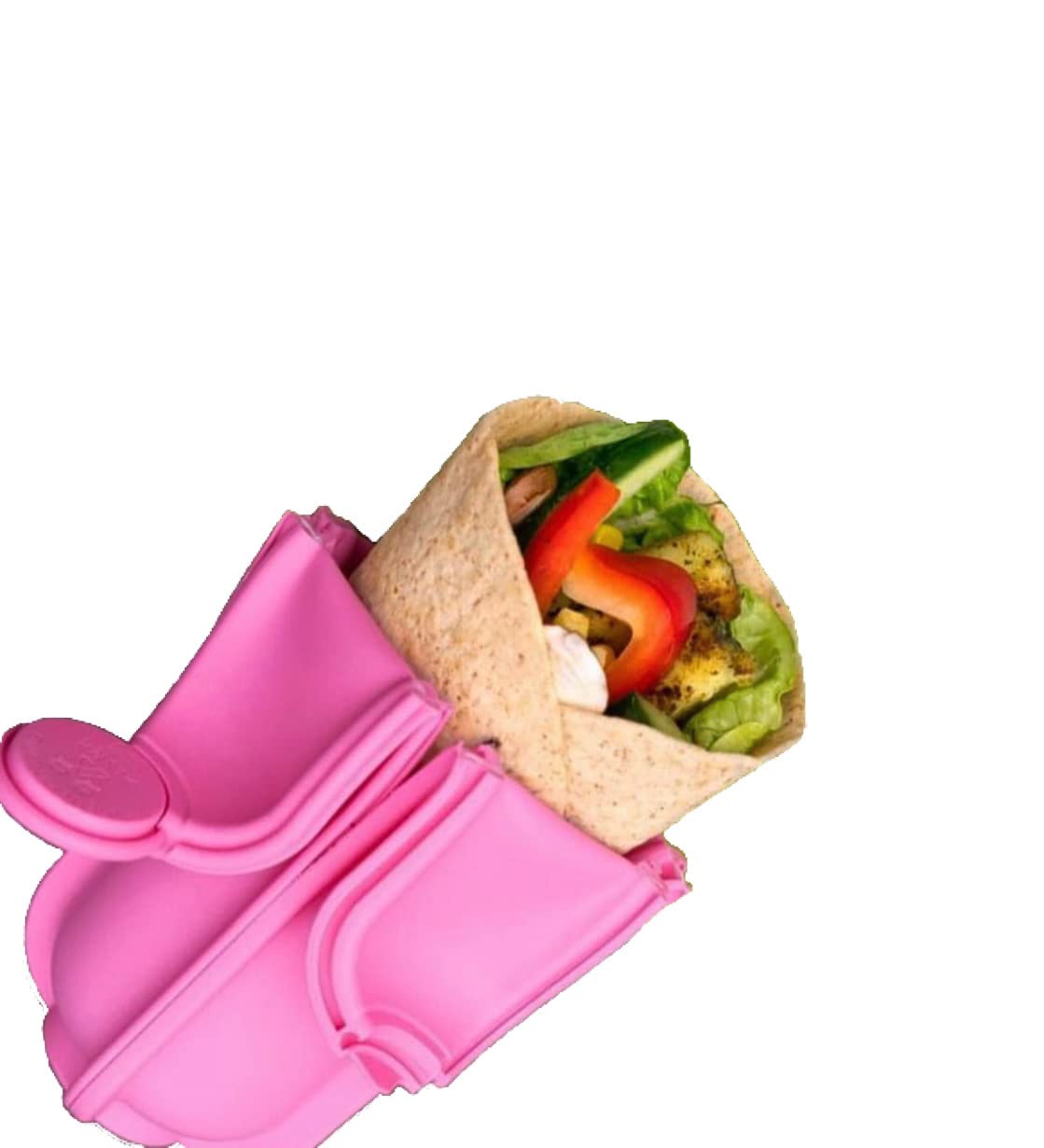 Pink Wrap'd Reusable Silicone Lunch Burrito Flatbread Wrap Holder Container Alternative to Beeswax Wraps Cling Wrap