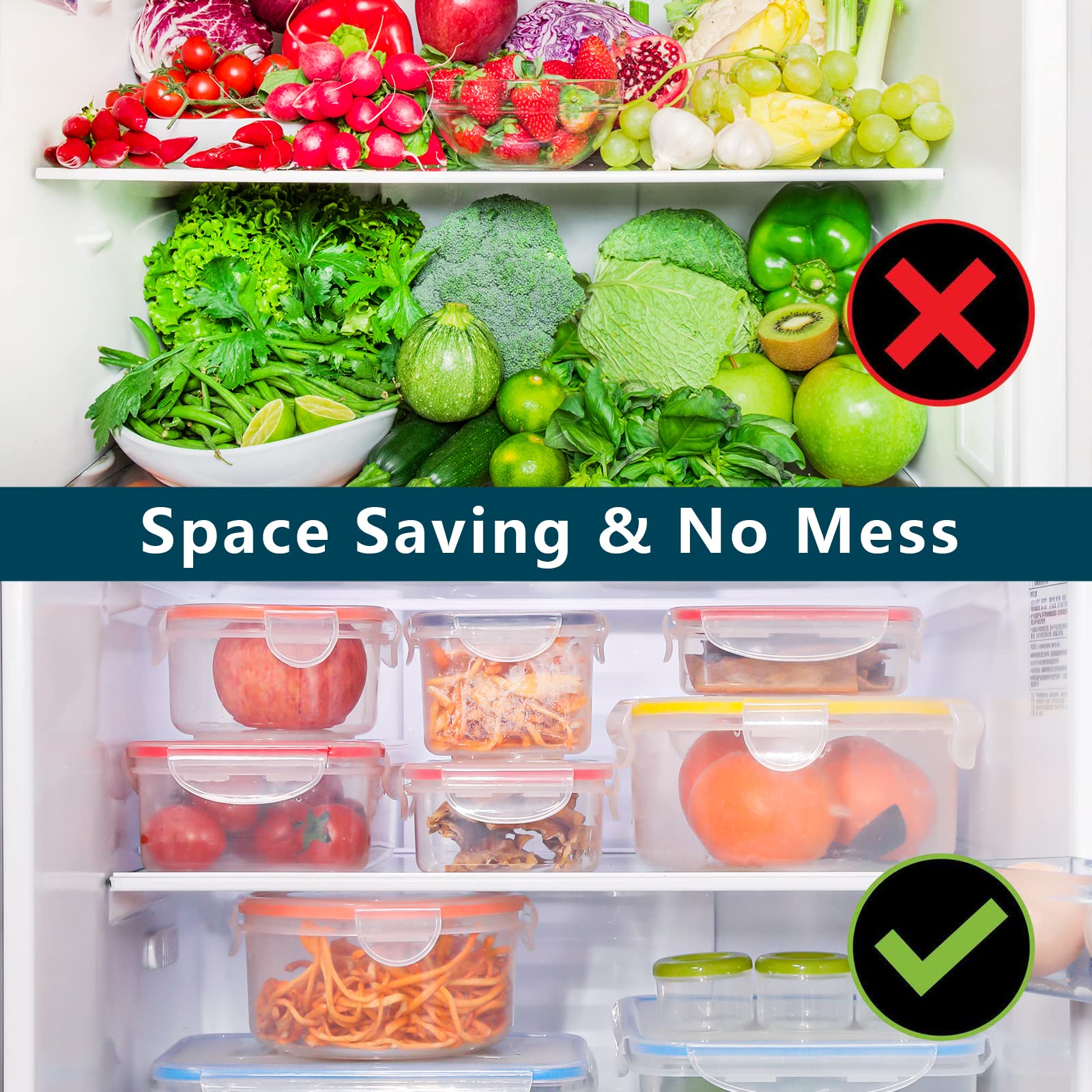 DIDO 28 PCS Food Storage Containers With Airtight Lids, Hinged BPA Free Kitchen Plastic Containers, Freezer & Microwave & Dishwasher Safe - Pantry & Kitchen Organization