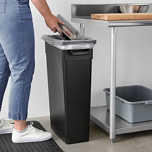 AmazonCommercial 23 Gallon Commercial Slim Trash Can, Black, 1-pack