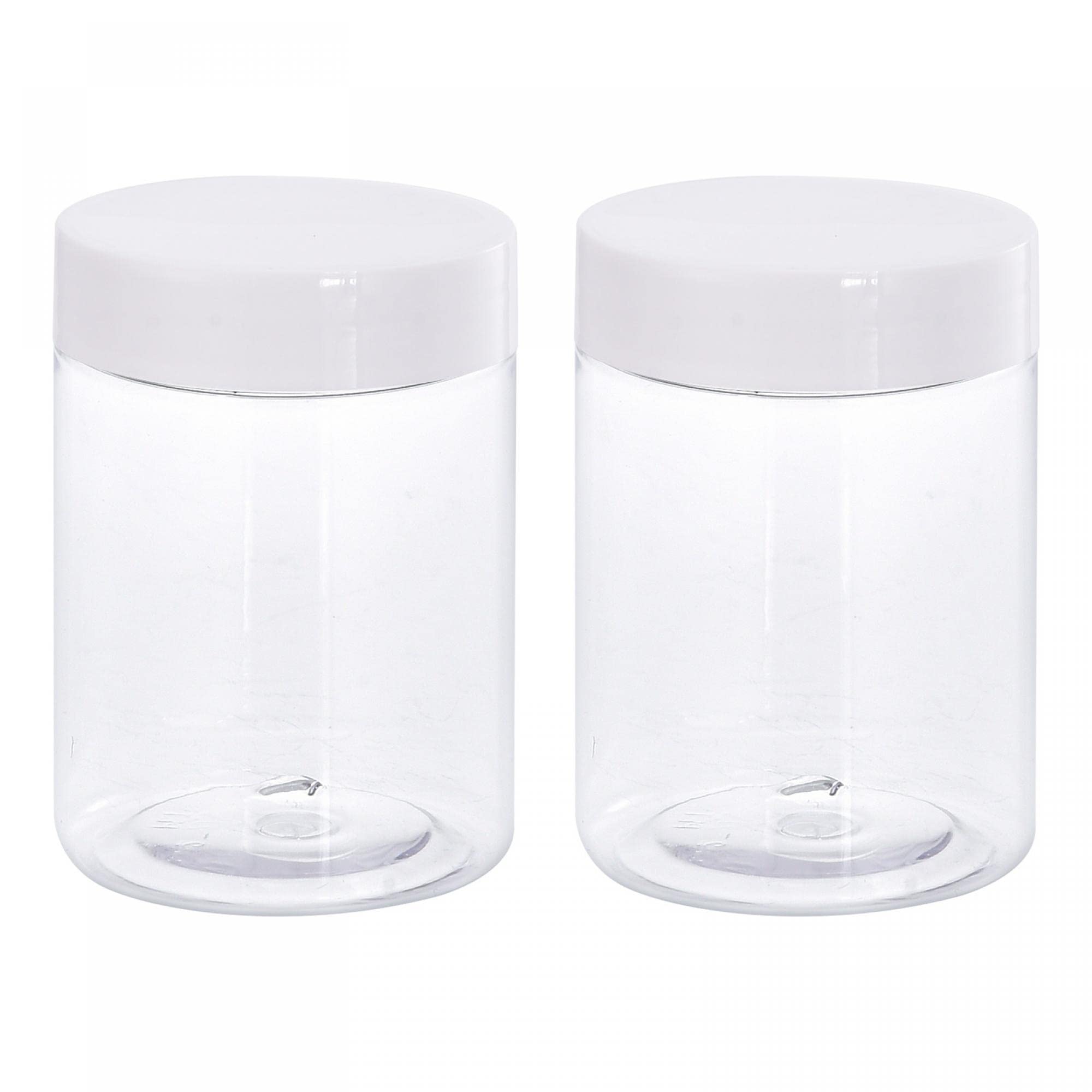 uxcell Round Plastic Jars with White Screw Top Lid, 10oz/ 300ml Wide-mouth Clear Empty Containers for Storage, Organizing, 2Pcs