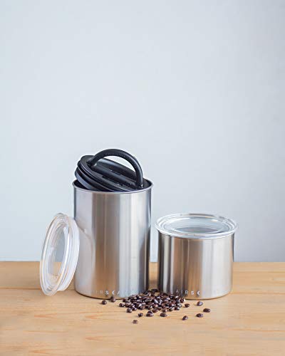 Planetary Design Airscape Stainless Steel Coffee Canister | Food Storage Container | Patented Airtight Lid | Push Out Excess Air Preserve Food Freshness (Medium, Matte Yellow)