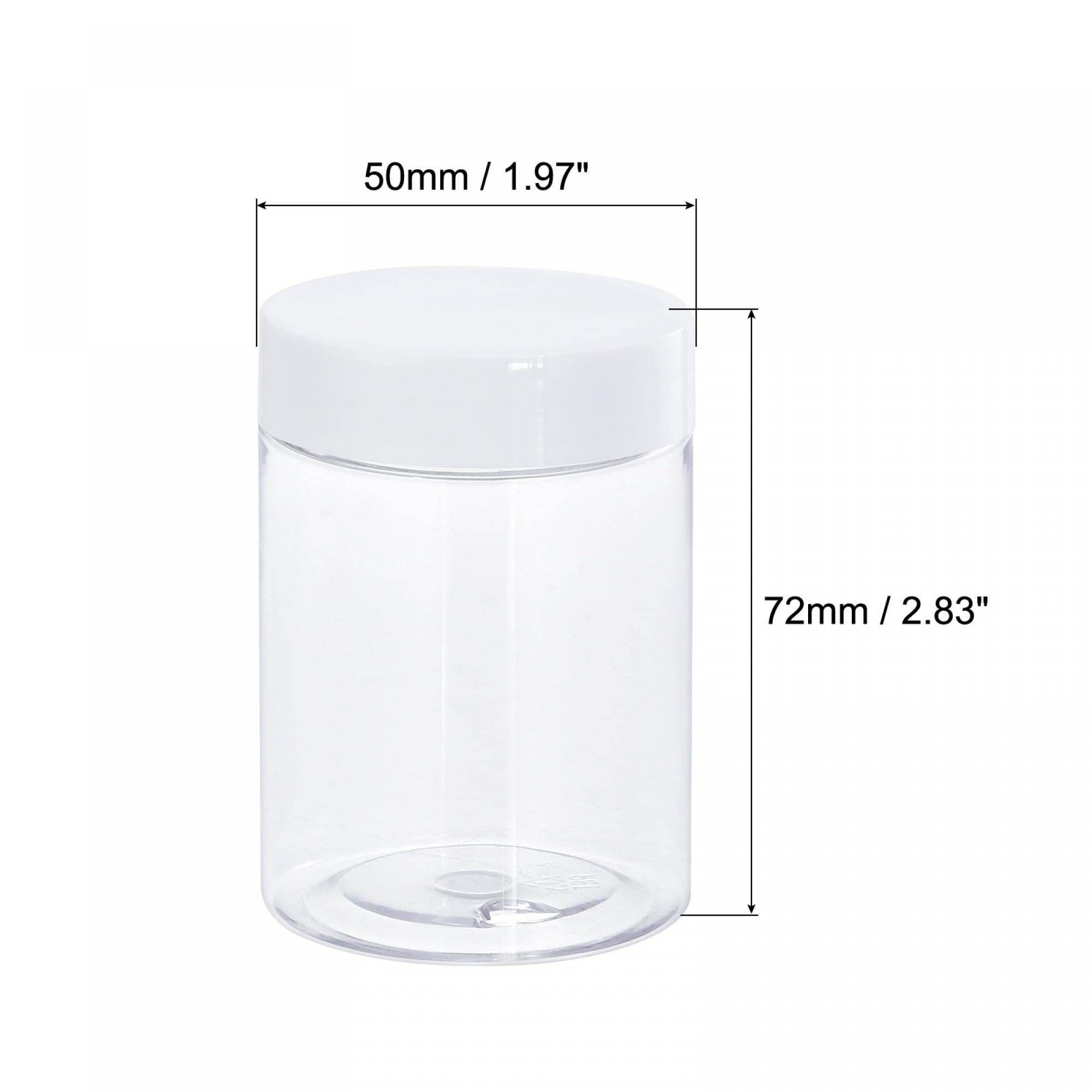 uxcell Round Plastic Jars with White Screw Top Lid, 3oz/ 100ml Wide-mouth Clear Empty Containers for Storage, Organizing 6Pcs