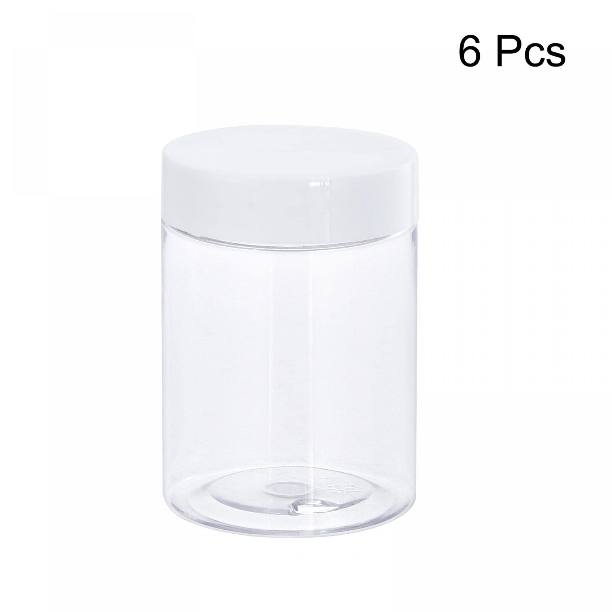 uxcell Round Plastic Jars with White Screw Top Lid, 3oz/ 100ml Wide-mouth Clear Empty Containers for Storage, Organizing 6Pcs