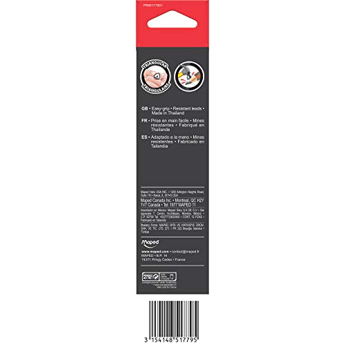 Maped Essentials Triangular Graphite #2 Pencils, Pack of 12 (851779ZT)