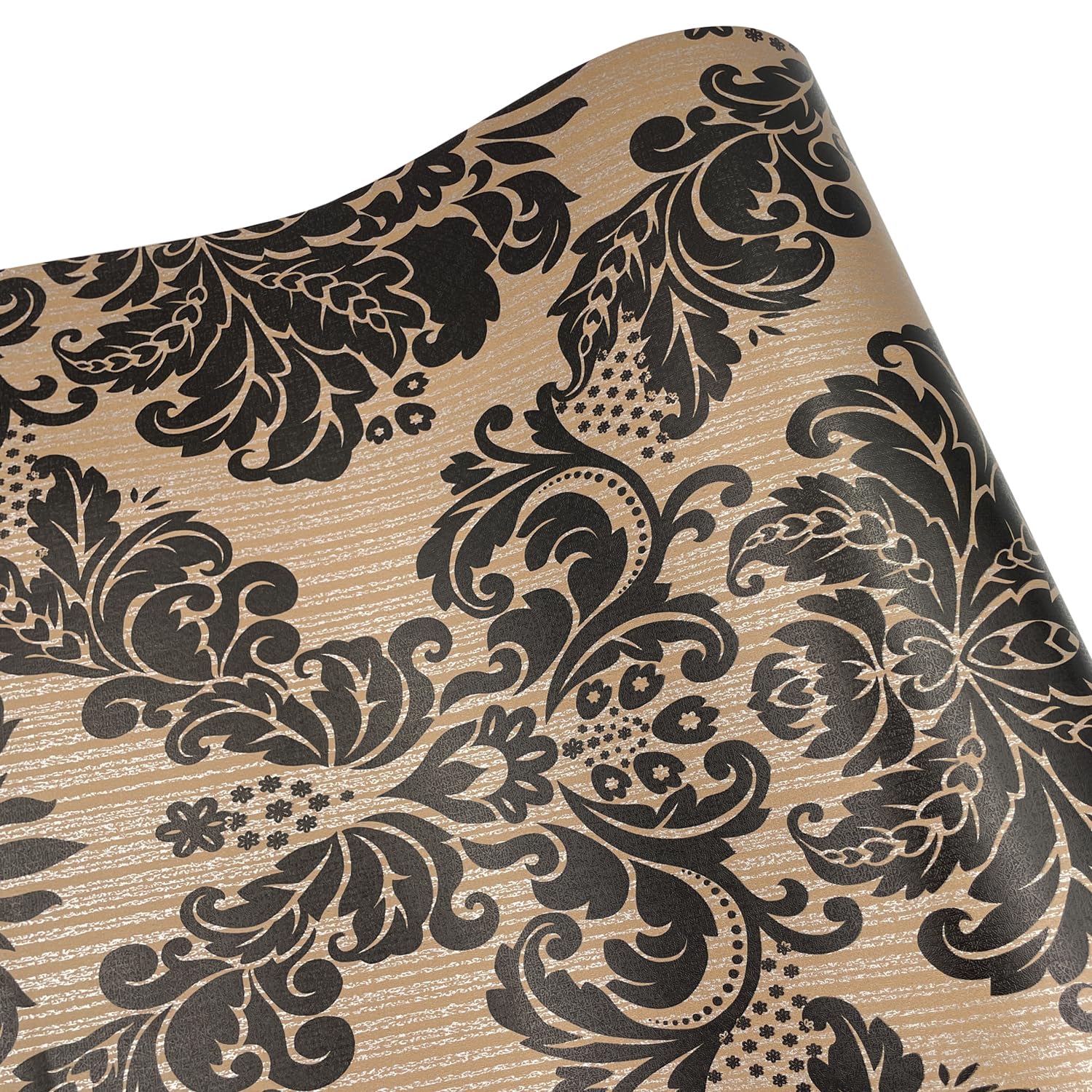 Yifely SimpleLife4U Black Damask Self-Adhesive Shelf Drawer Liner PVC Tabletop Protect Paper 45x300cm