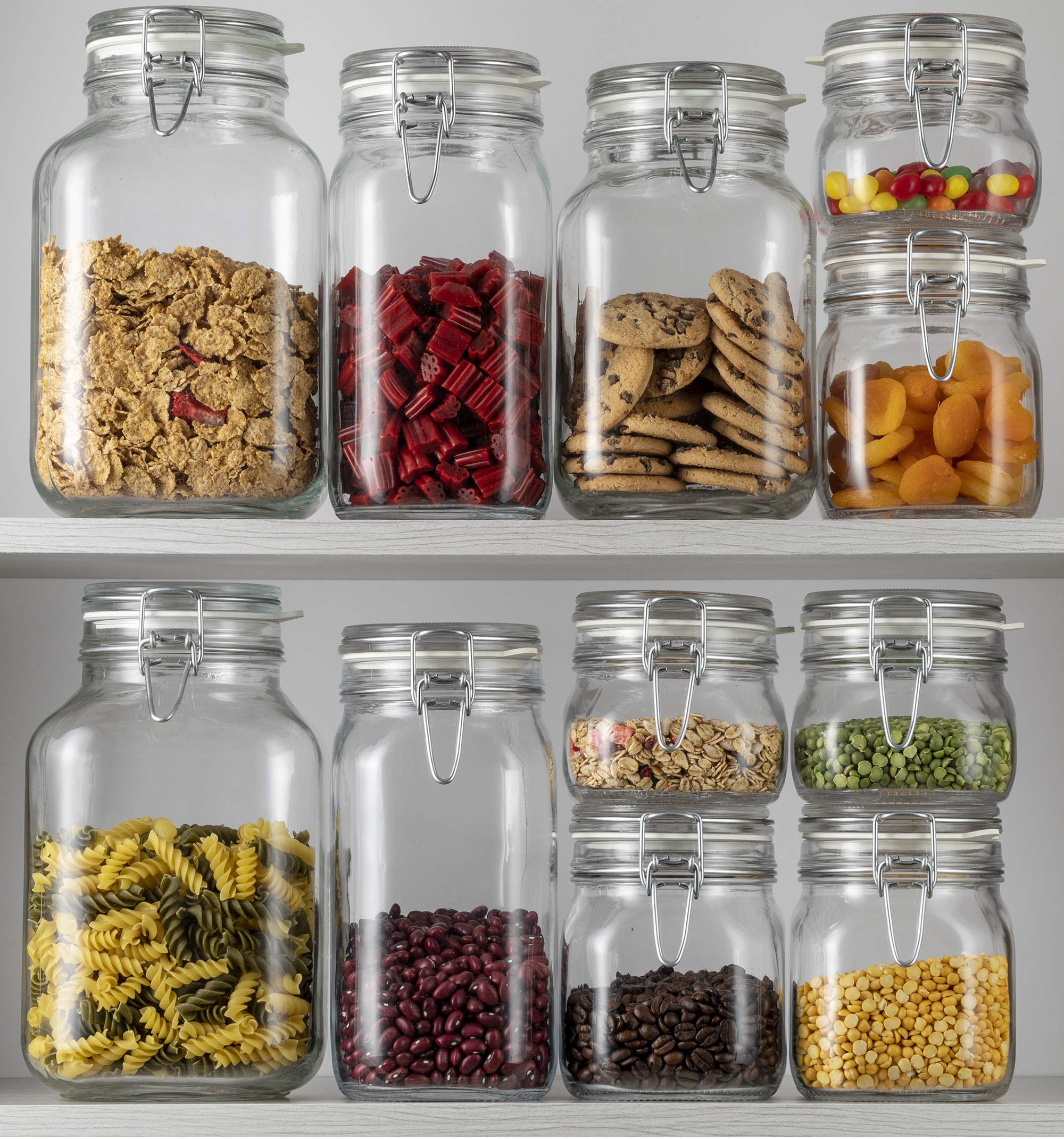 Bormioli Rocco - Food Storage Container - Glass Fido Jars - Hermetic Sealed Hinged Airtight Lid for Fermenting, With Paksh Chalkboard Labels 25 1/4 Ounce (.75 Liter)