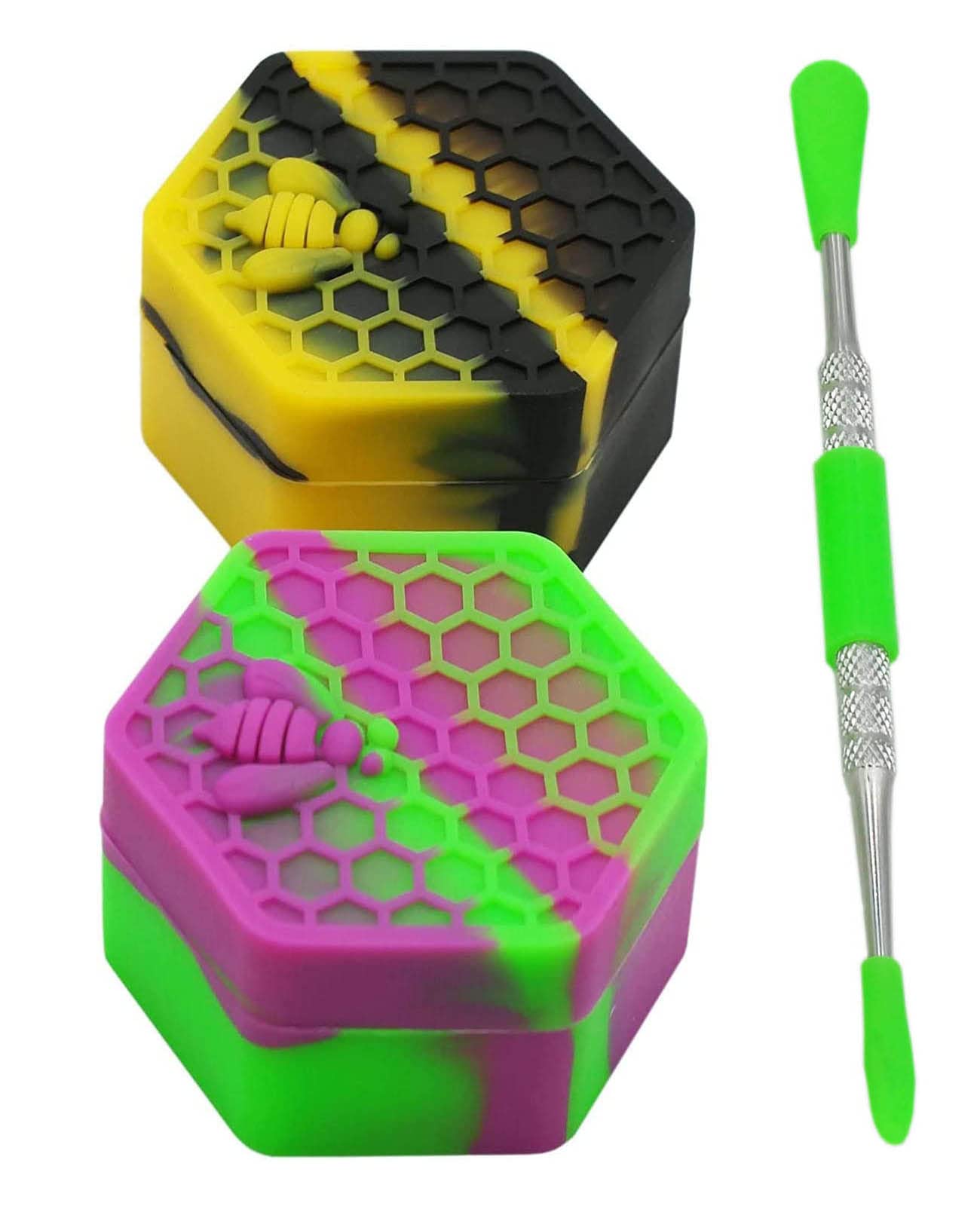KUVIS 26ml Hexagon Silicone Container Non-stick Jars with Carving Tool