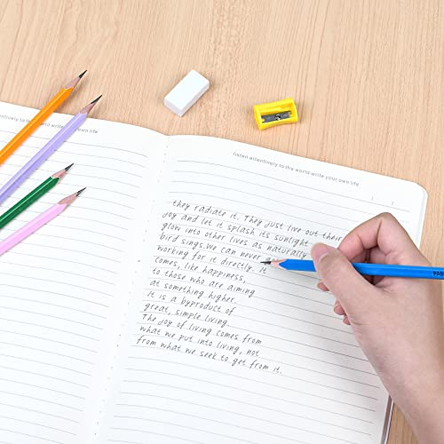PABLUE HB Graphite Pencils, Triangular Concave Grip Pencils, Fat, Thick, Strong, with Eraser, Sharpener, Suitable for School, Student, Art, Beginner,Drawing,Sketching,Shading(Purple,Pack of 12)