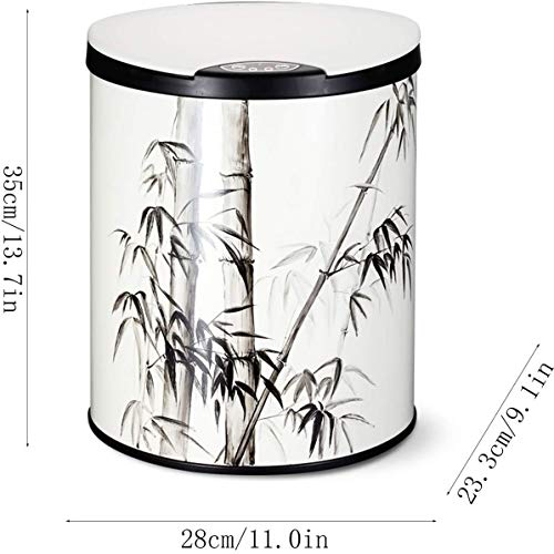 CXDTBH Creative Living Room Bedroom Smart Trash Can 9L Household Trash Can with Lid Metal Automatic Induction Trash Can Round Barrel-Shaped Office Trash Can